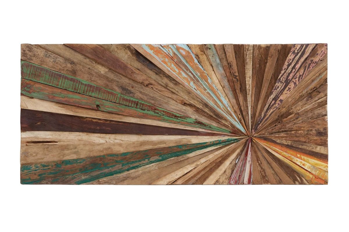 Organic Inspired Teak Wood Abstract Rectangle Wall Panel