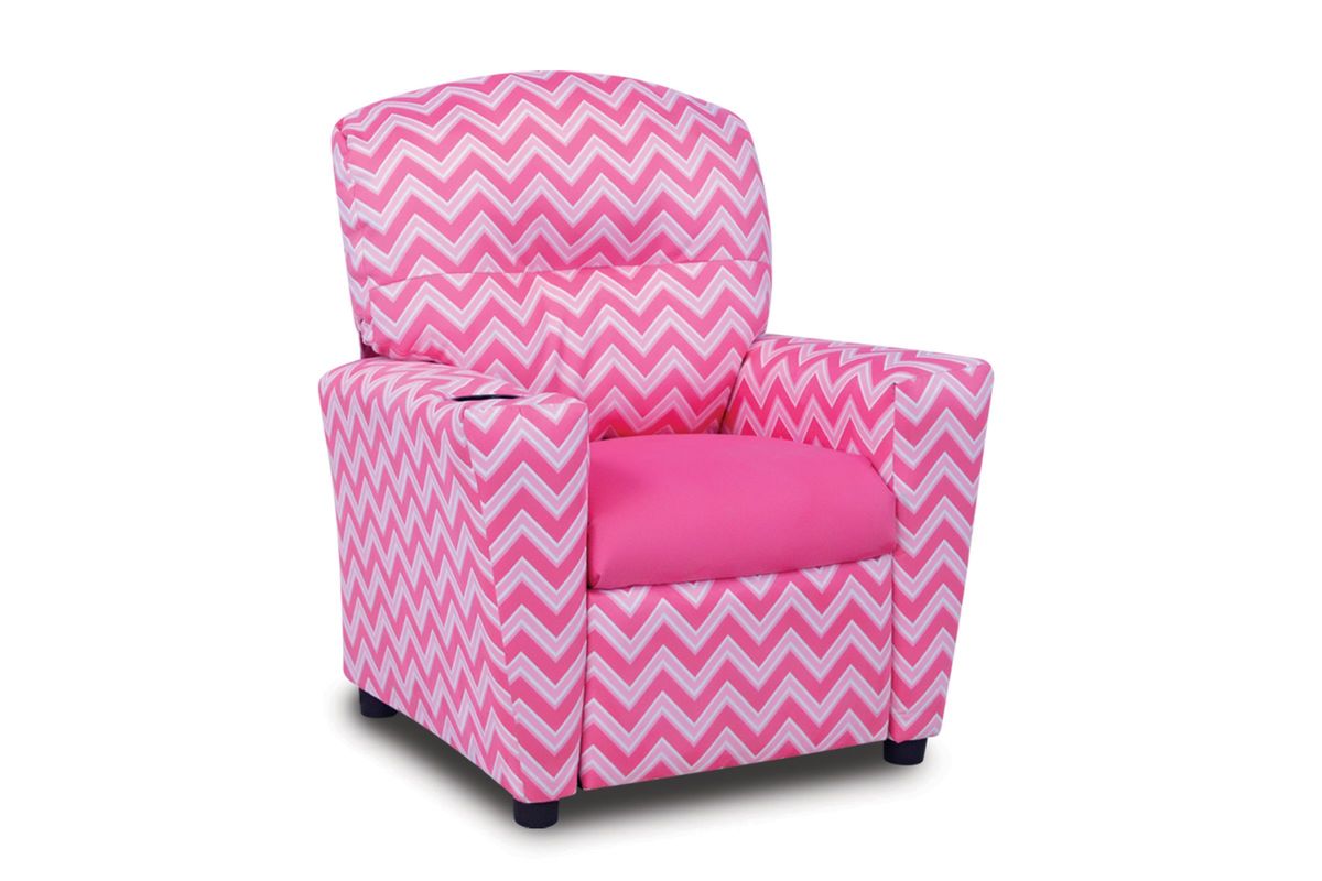 Kids' Recliner with Cupholder in Izzy Bubblegum Pink by Kangaroo ...