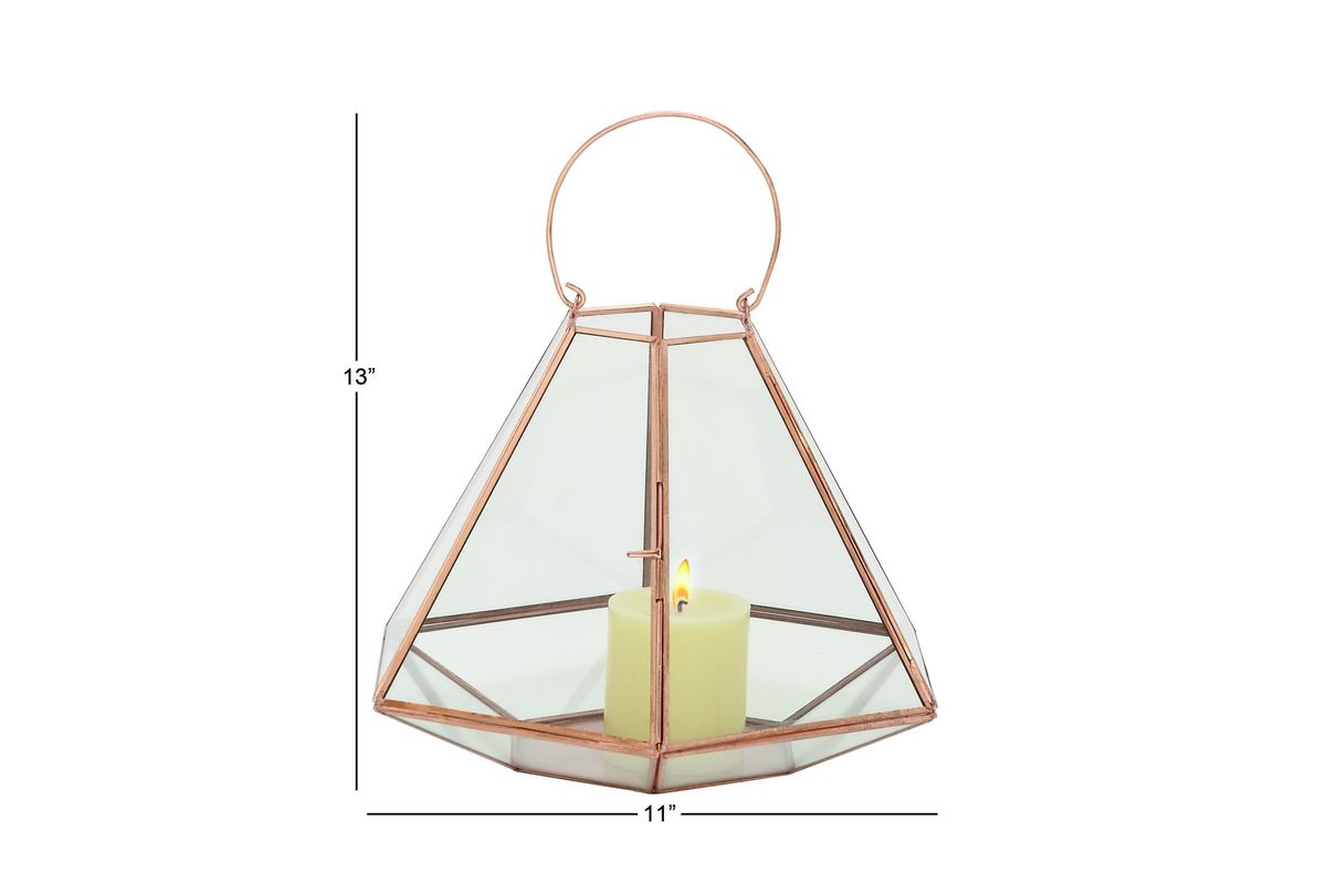 Modern Reflections Large Hexagonal Lantern in Copper at Gardner-White