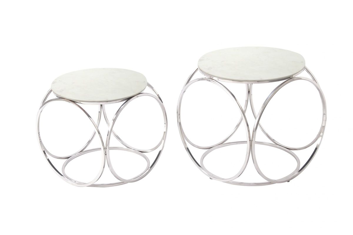 Modern Reflections Round Marble Accent Tables (Set of 2)