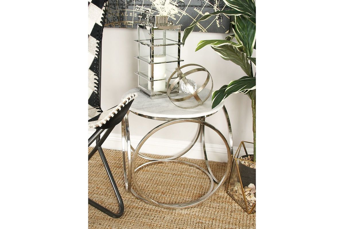 Modern Reflections Round Marble Accent Tables (Set of 2)