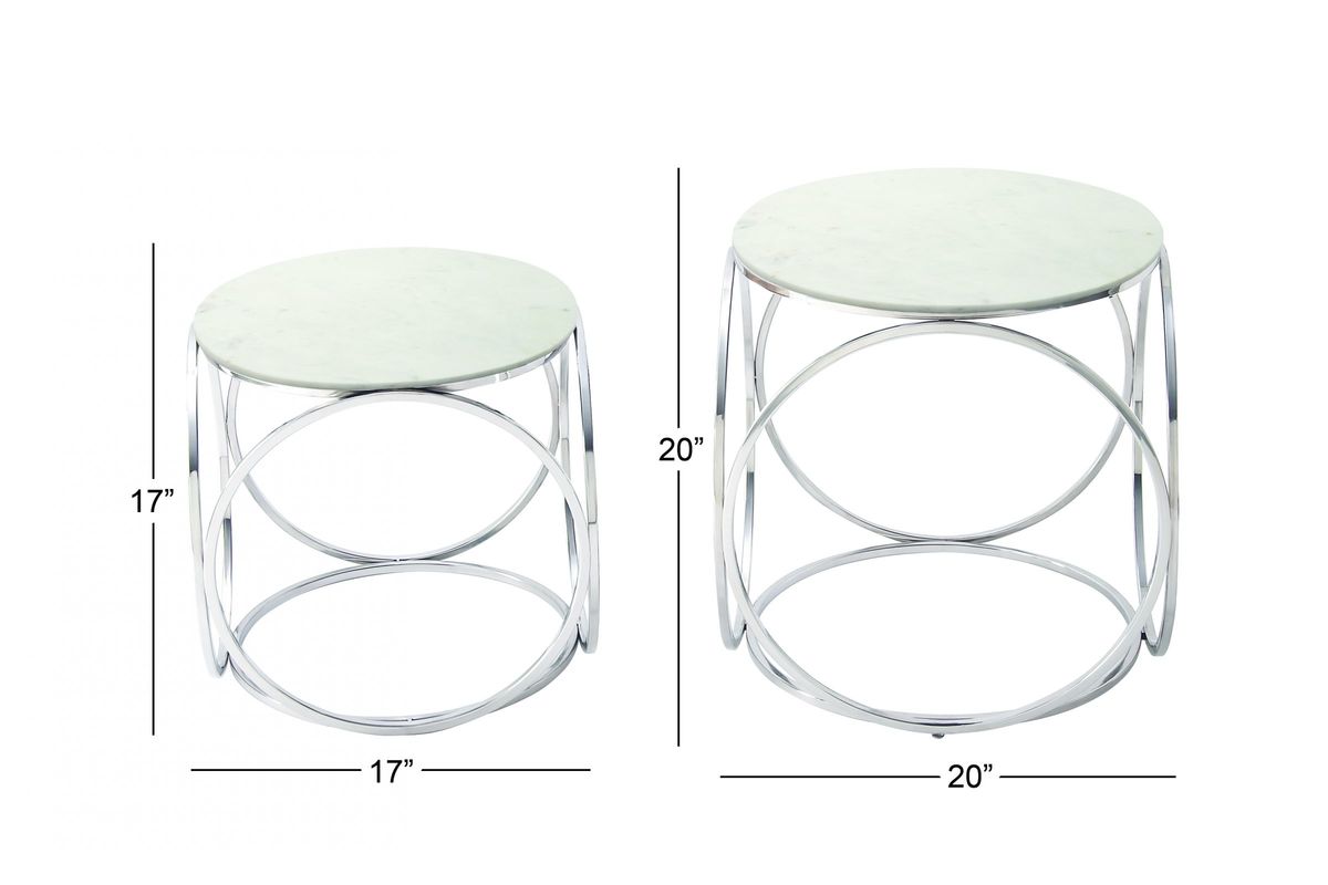 Modern Reflections Round Marble Accent Tables (Set of 2)