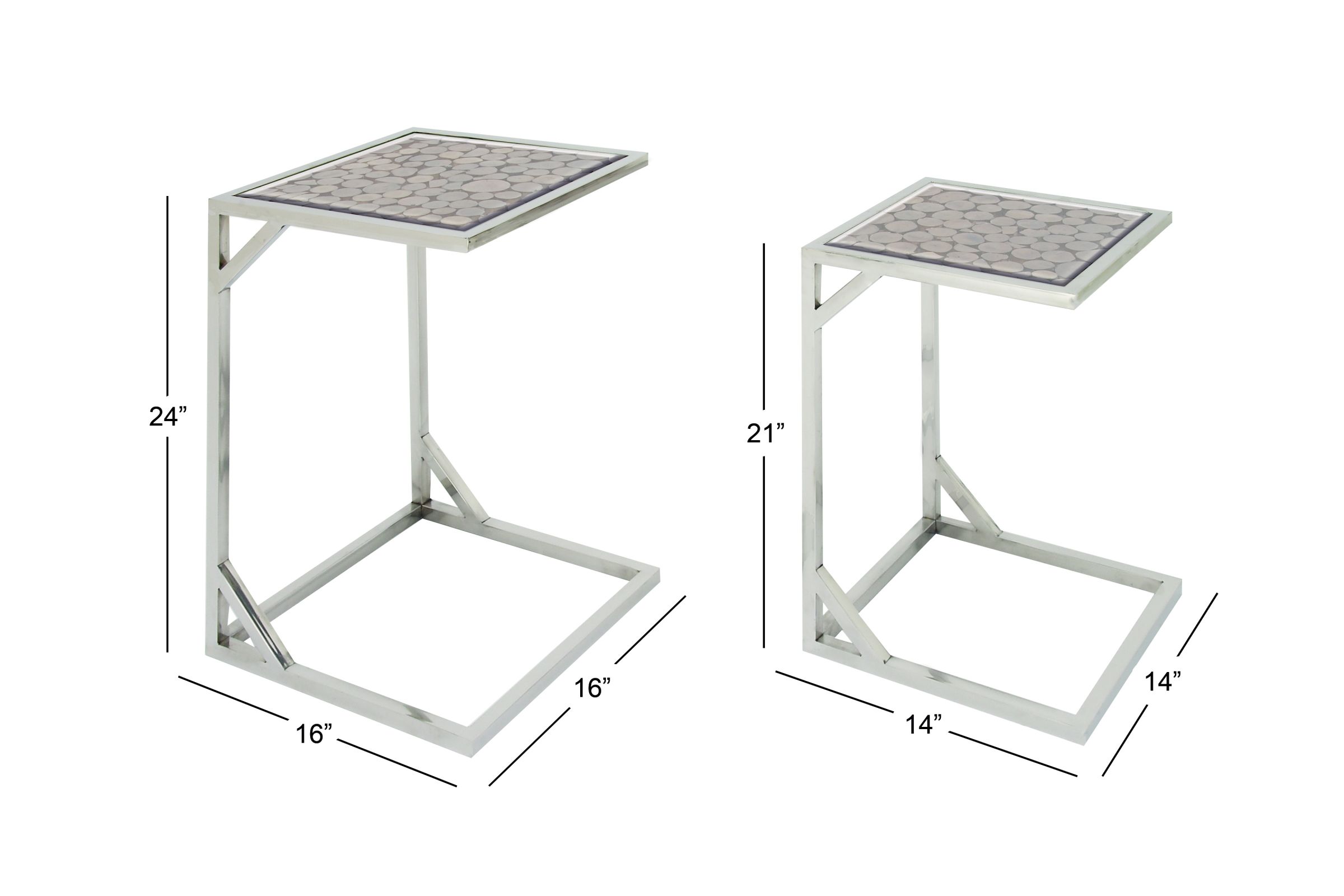 Modern Reflections L-Shaped Accent Tables (Set of 2) in Beige