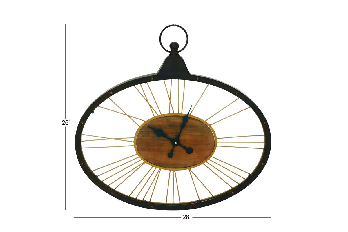 Rustic Reflections Oval Spoke Wall Clock at Gardner-White