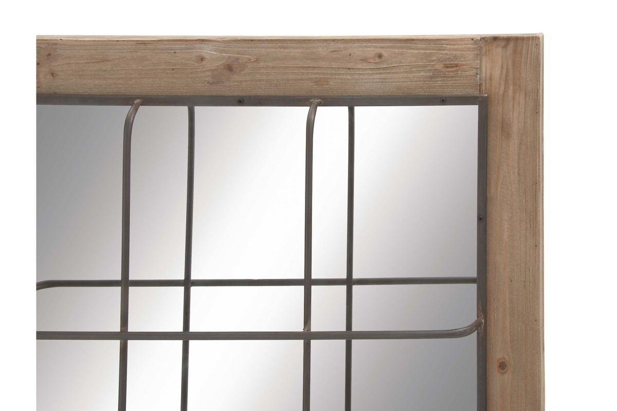 Farmhouse Rustic 52" Rectangular Wire Cage Wall Mirror by UMA
