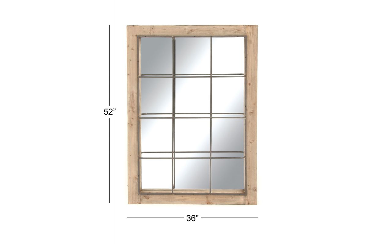 Farmhouse Rustic 52" Rectangular Wire Cage Wall Mirror by UMA