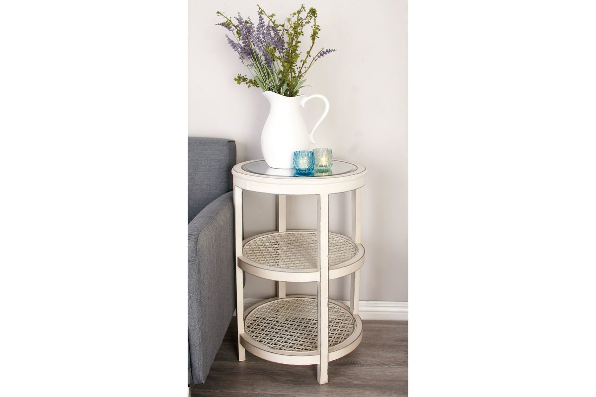 Rustic Reflections 3-Tier Round Accent Table in White at Gardner-White