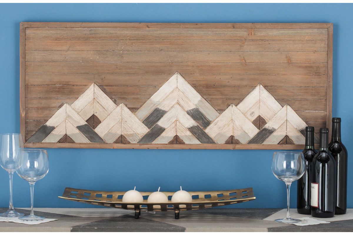 Rustic Reflections Rectangular Mountain-Range Wall Panel