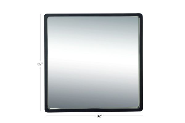 Modern Reflections 32" Rounded Square Wall Mirror in Matte Black by UMA