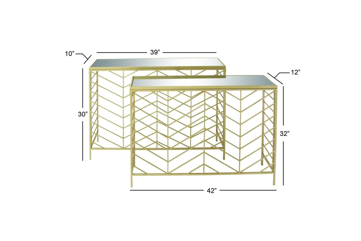 Modern Reflections Chevron Console Table in Gold at Gardner-White