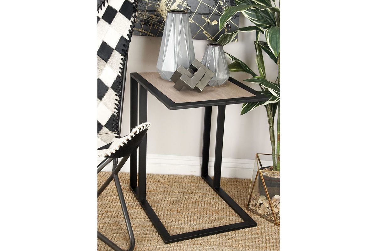 Modern Reflections Rectangular L-Shaped Side Table in Brown