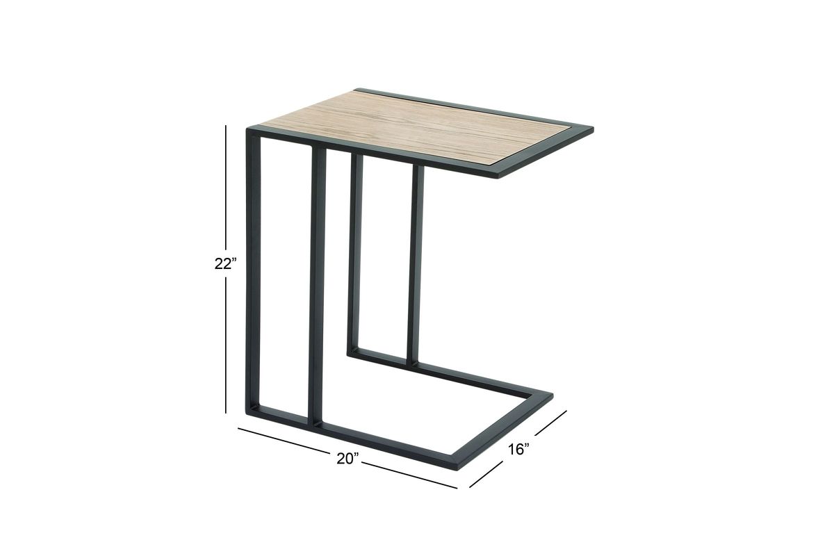 Modern Reflections Rectangular L-Shaped Side Table in Brown