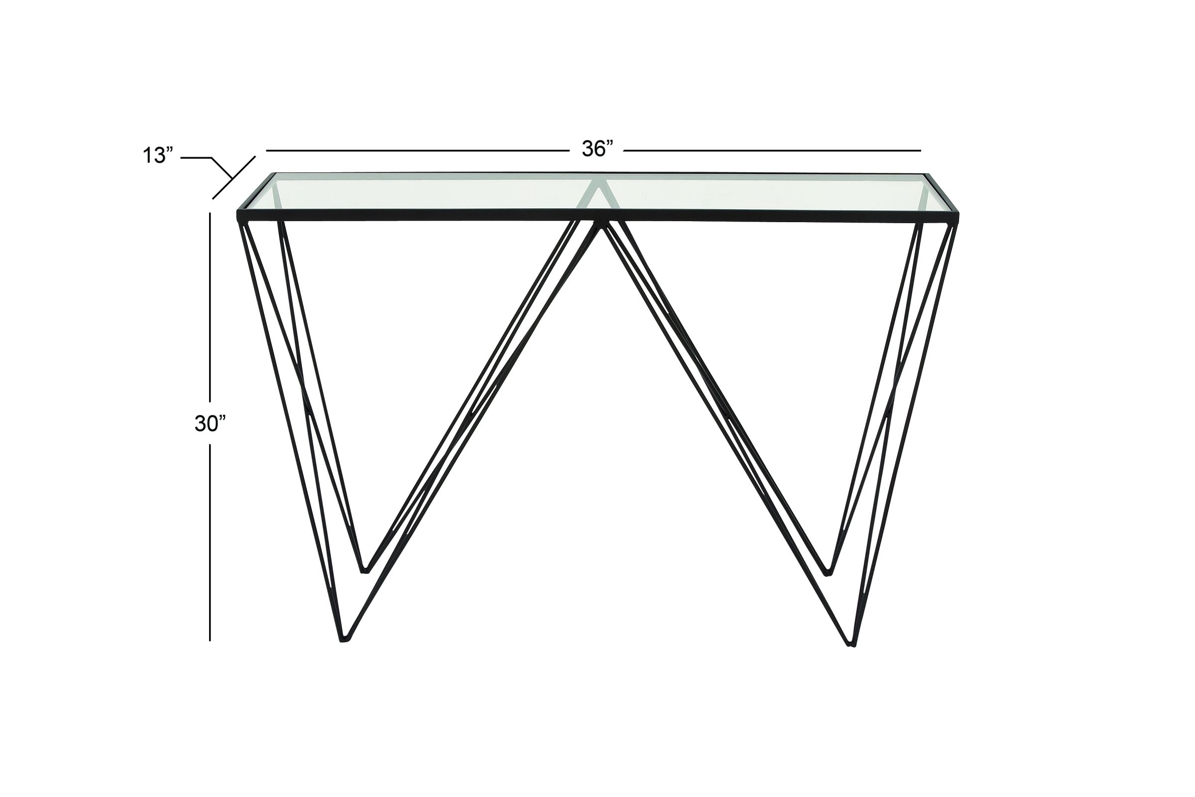 Modern Reflections Triangular Console Table in Black at Gardner-White