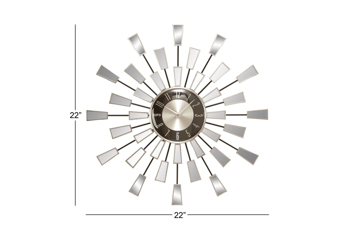 Contemporary Stainless Steel Mirrored Wall Clock at Gardner-White