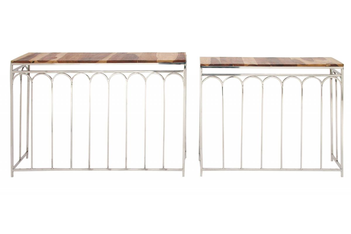 Modern Reflections Nesting Console Tables (Set of 2) in Natural