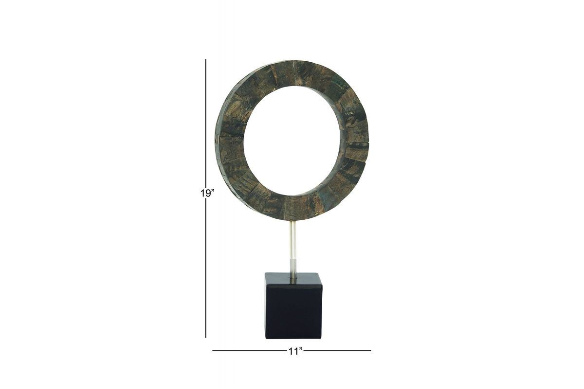 Rustic Reflections Stainless Steel Animal Horn Tile Ring Sculpture in Brown