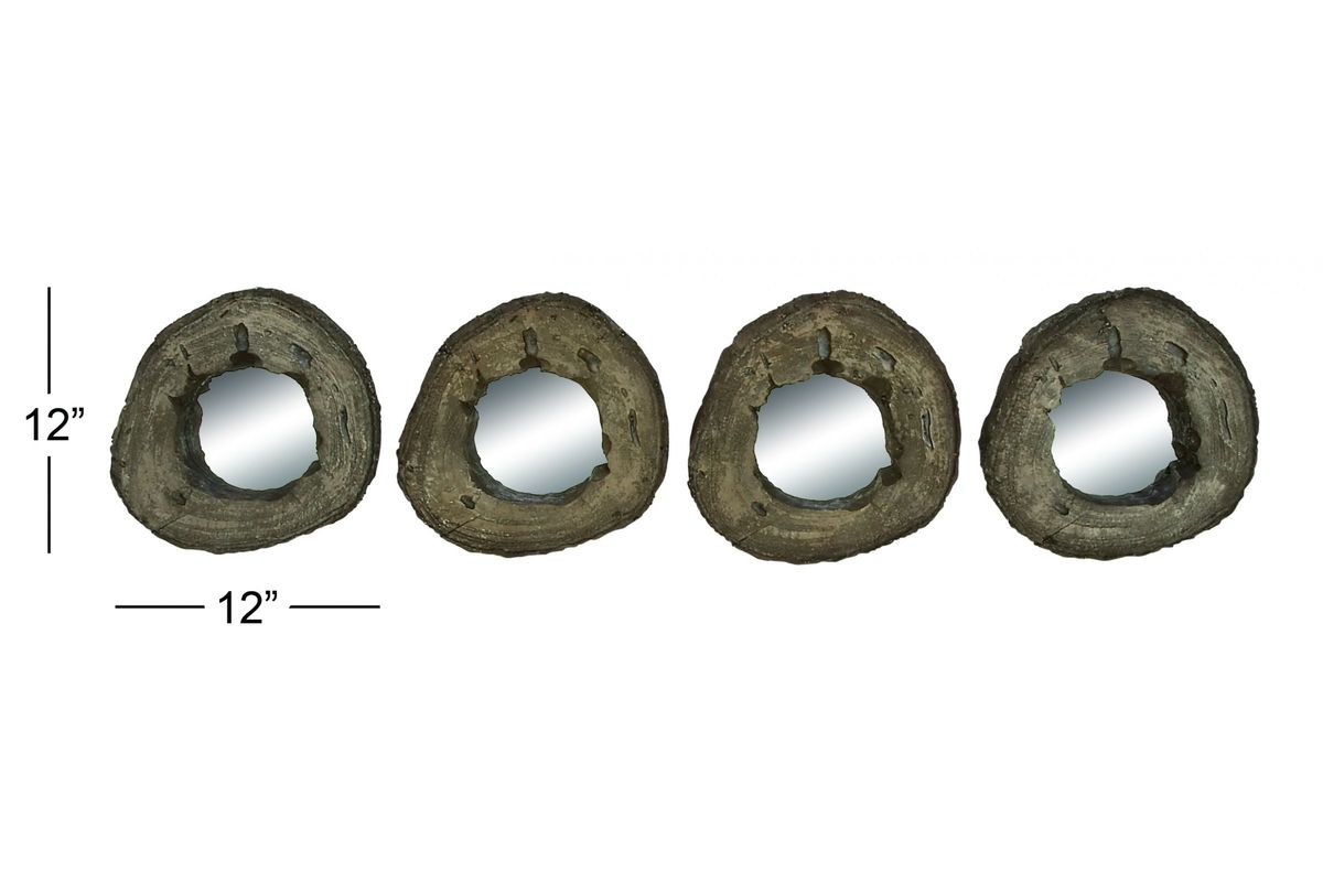 Rustic Reflections Wood Mirror Wall Decor (Set of 4) at Gardner-White