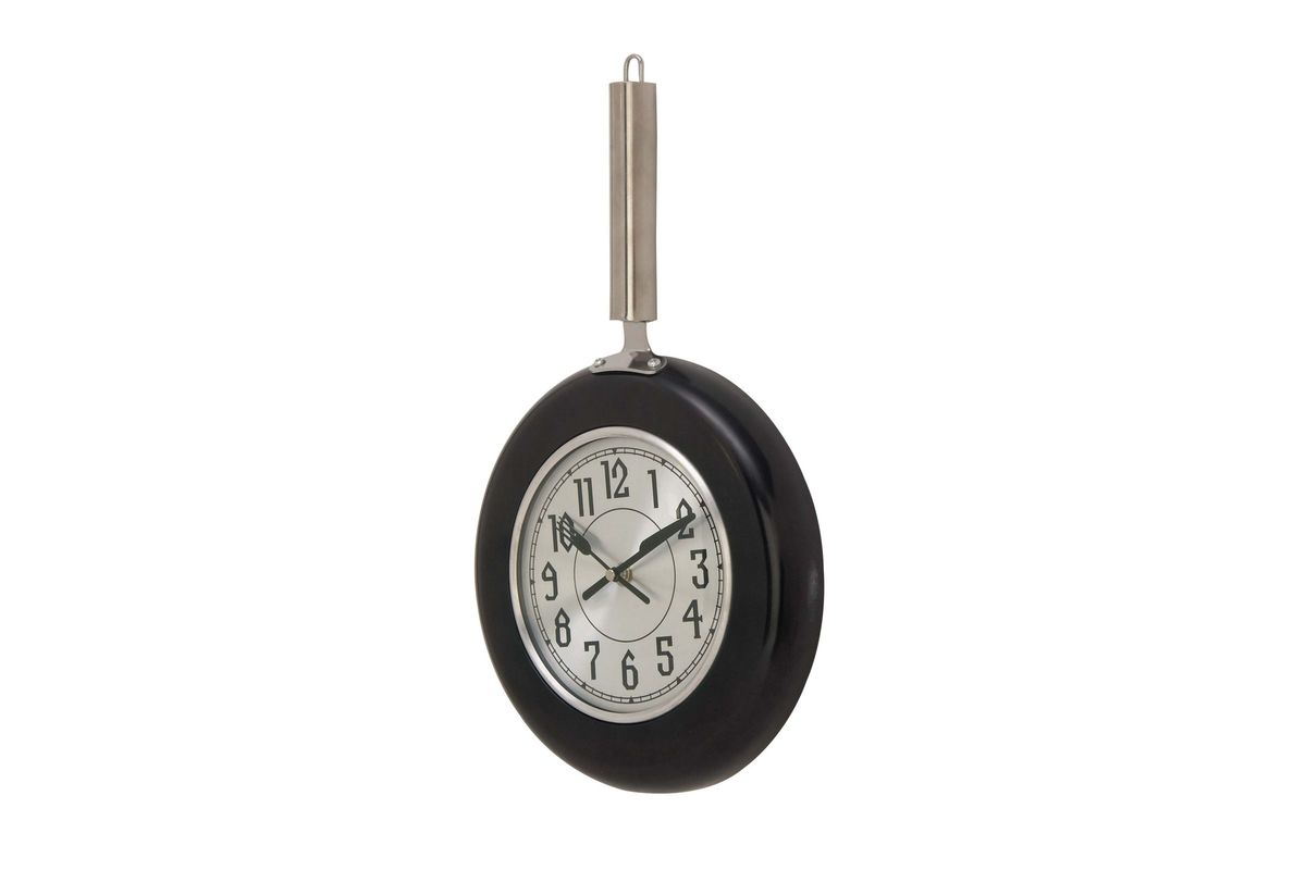 Modern Reflections 17" Frying Pan Style Wall Clock in Black