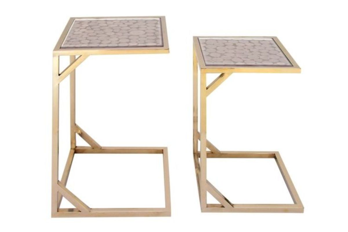 Modern Reflections L-Shaped Accent Tables (Set of 2) in Brown