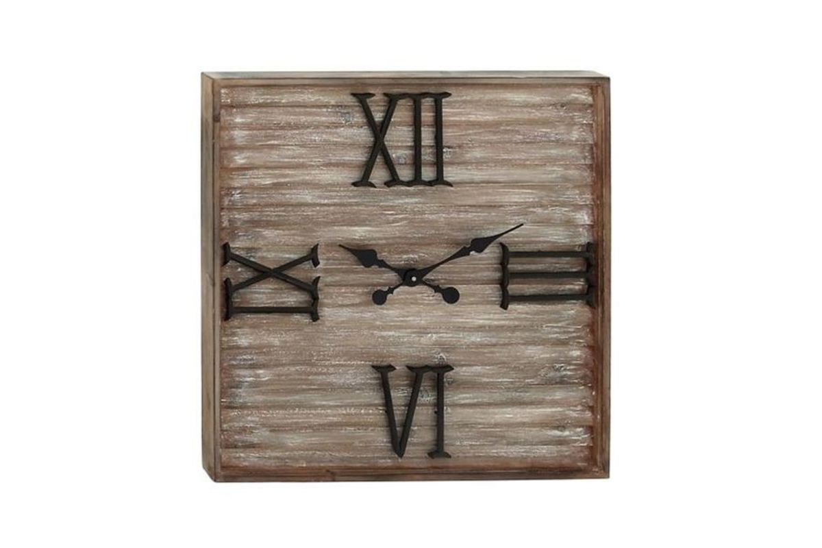 Rustic Reflections 28" Square Slat Wall Clock at Gardner-White