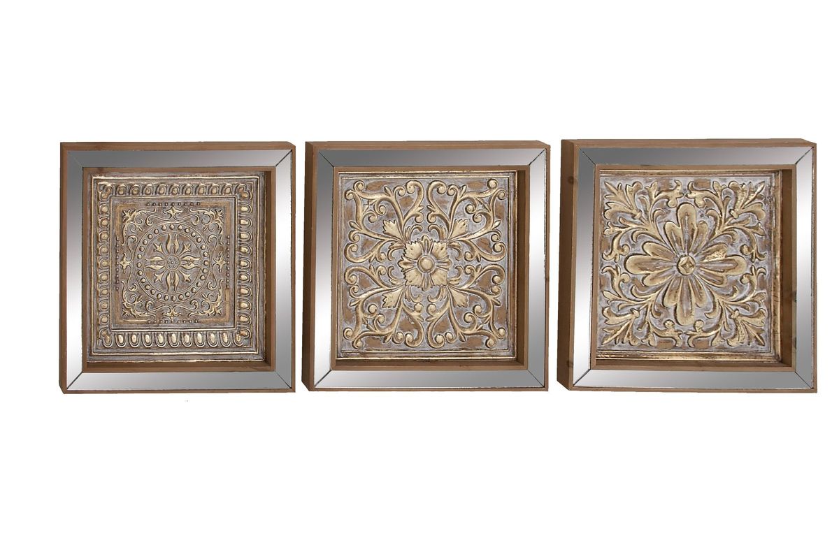 Rustic Reflections Embossed Wall Plaque (Set of 3) at Gardner-White