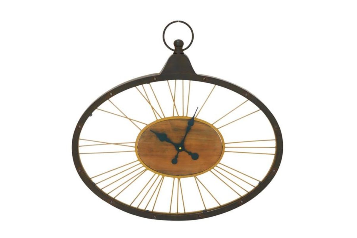 Rustic Reflections Oval Spoke Wall Clock at Gardner-White