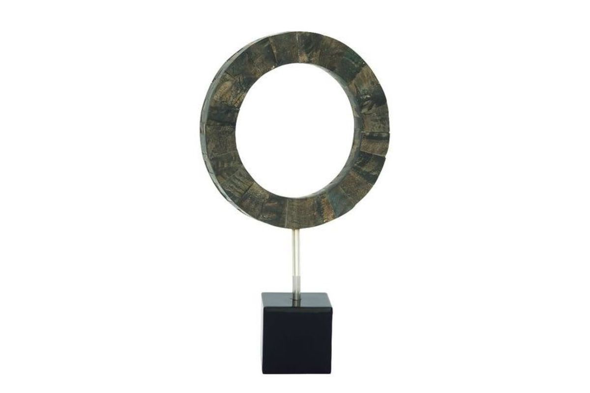 Rustic Reflections Stainless Steel Animal Horn Tile Ring Sculpture in Brown