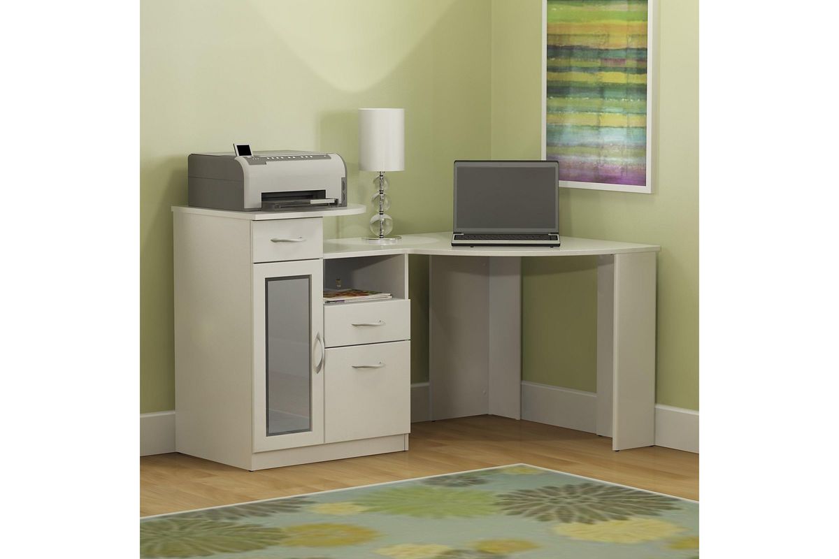 Vantage Corner Desk in Pure White by Bush at Gardner-White