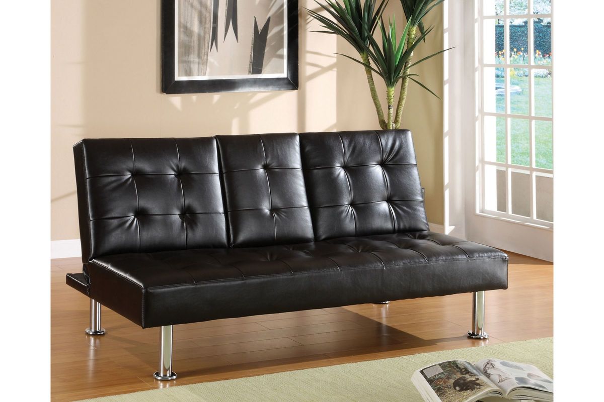 Amora Leatherette Futon with Pull Down Center Table at Gardner-White