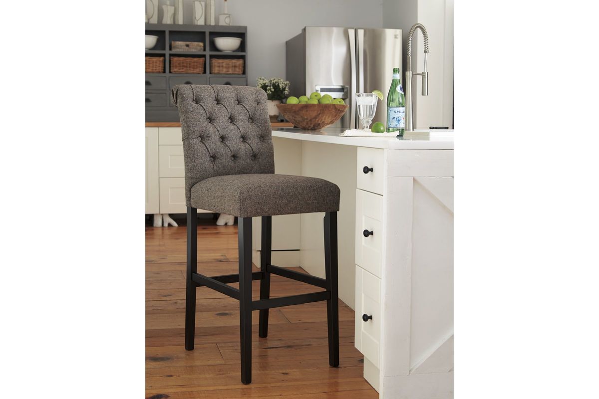 Tripton Tall Upholstered Barstools in Graphite Set of 2 by Ashley
