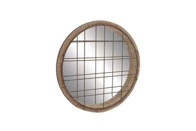Farmhouse Rustic 48" Round Wire Cage Wall Mirror by UMA