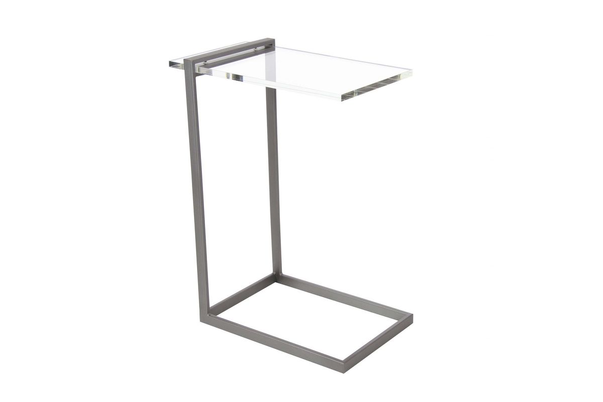 Modern Reflections L-Shaped Accent Table in Metallic Grey