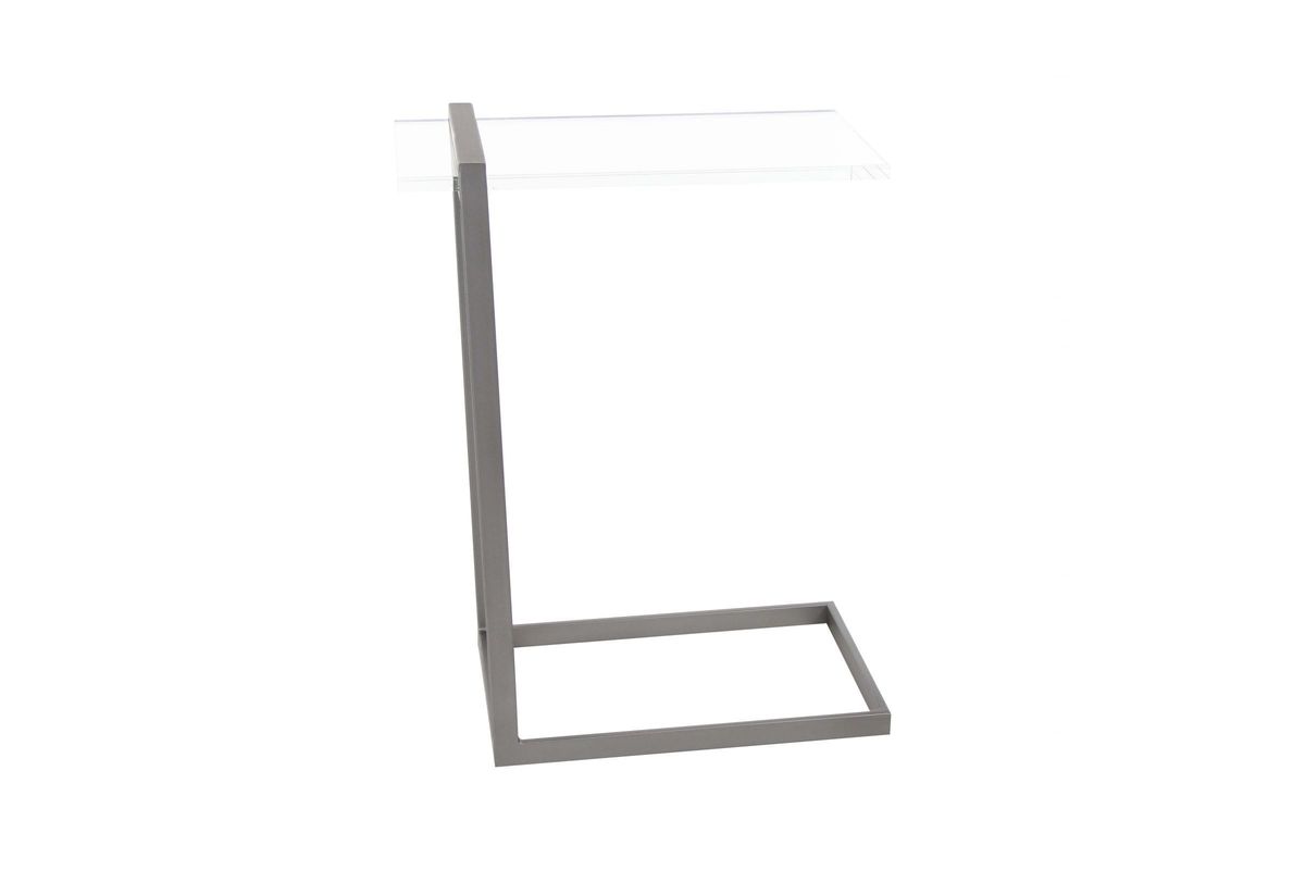Modern Reflections L-Shaped Accent Table in Metallic Grey