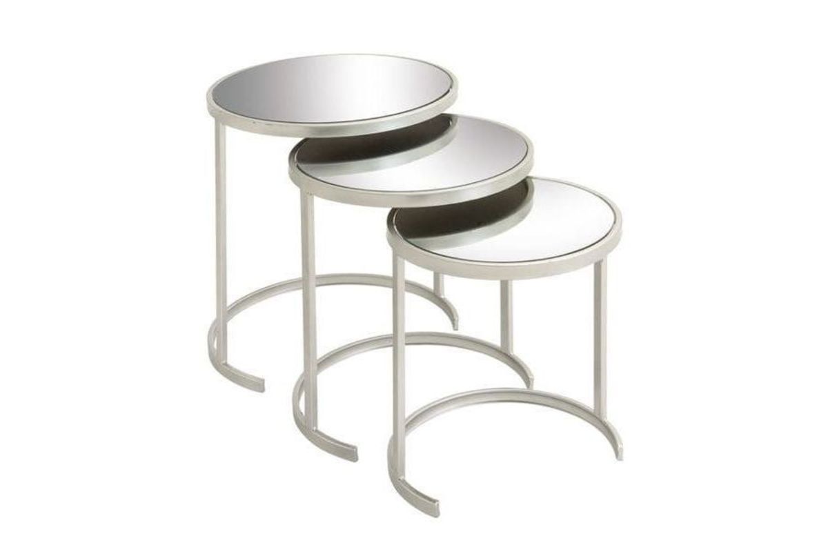 Modern Reflections Round Nesting Tables (Set of 3) in Silver