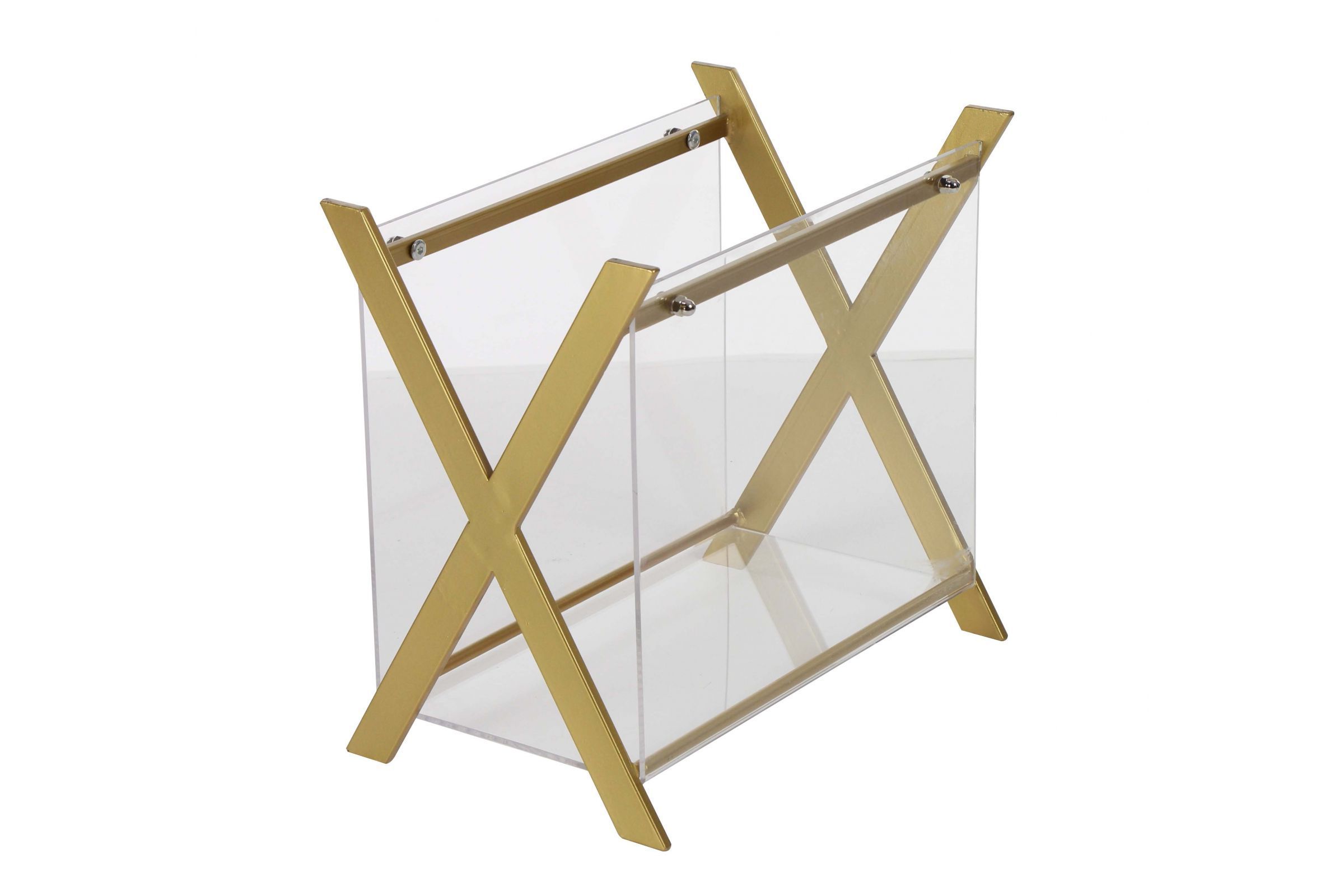 Modern Reflections X-shaped Magazine Holder in Gold at Gardner-White