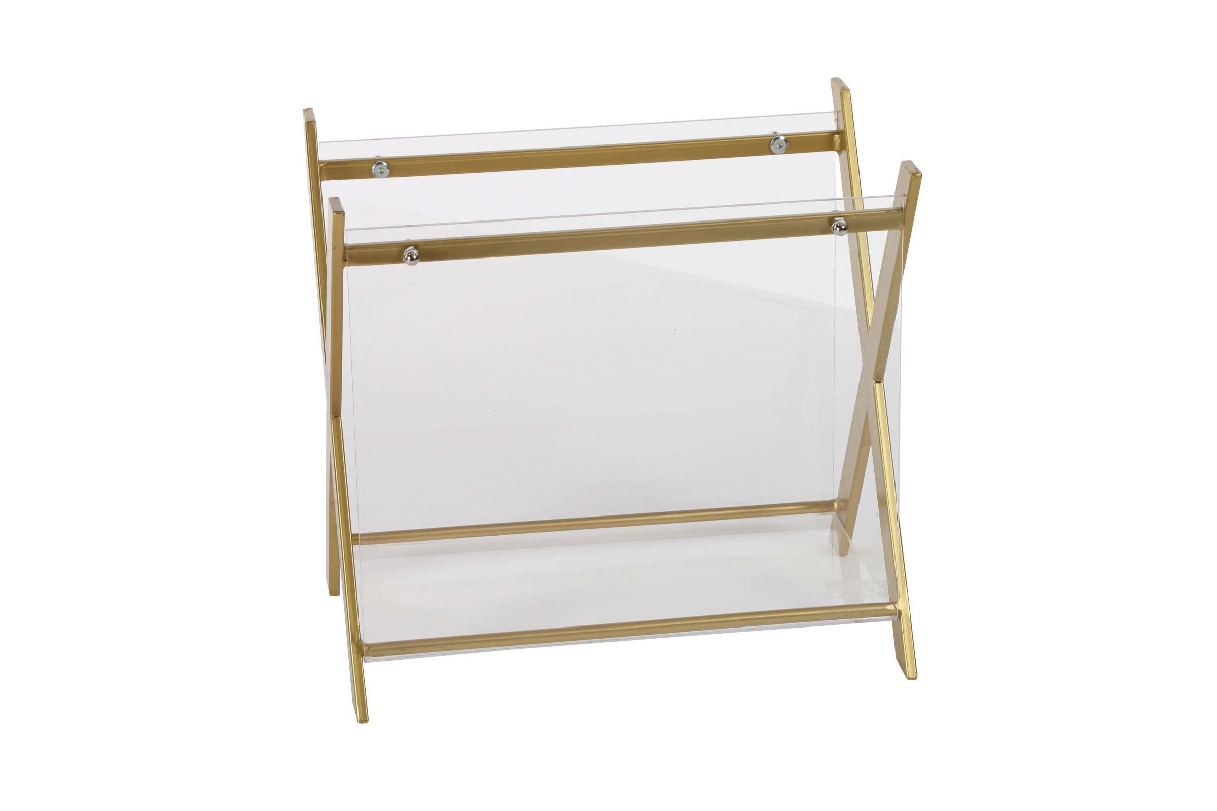 Modern Reflections X-shaped Magazine Holder in Gold at Gardner-White