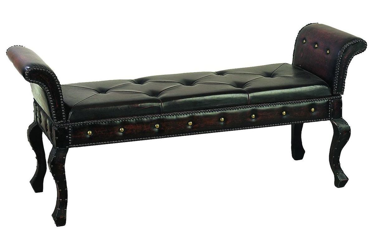 Traditional Library-Style Leather Bench at Gardner-White