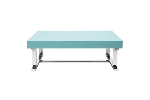 Luster Contemporary Cocktail Table in Light Blue by LumiSource