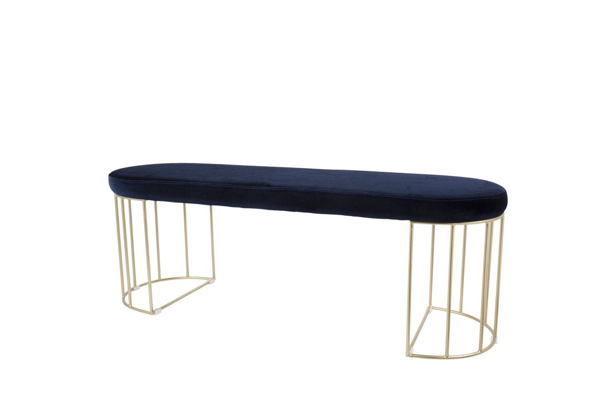 Canary Contemporary Bench in Gold and Blue Velvet by LumiSource