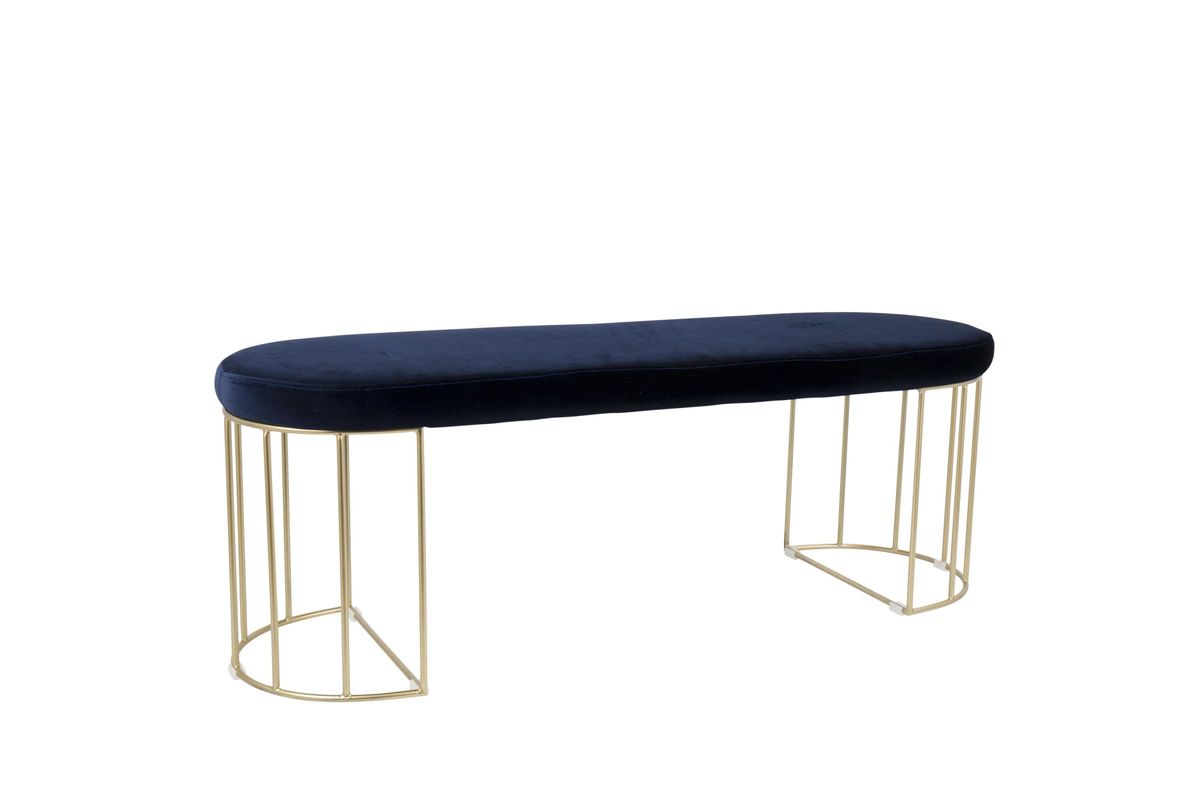 Canary Contemporary Bench in Gold and Blue Velvet by LumiSource