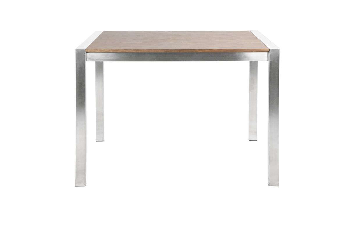 Fuji Contemporary Counter Table with Brushed Stainless Steel and Walnut ...